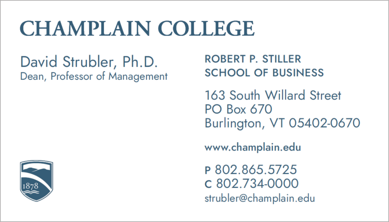Stationery & Business Cards | Champlain College, Burlington, VT